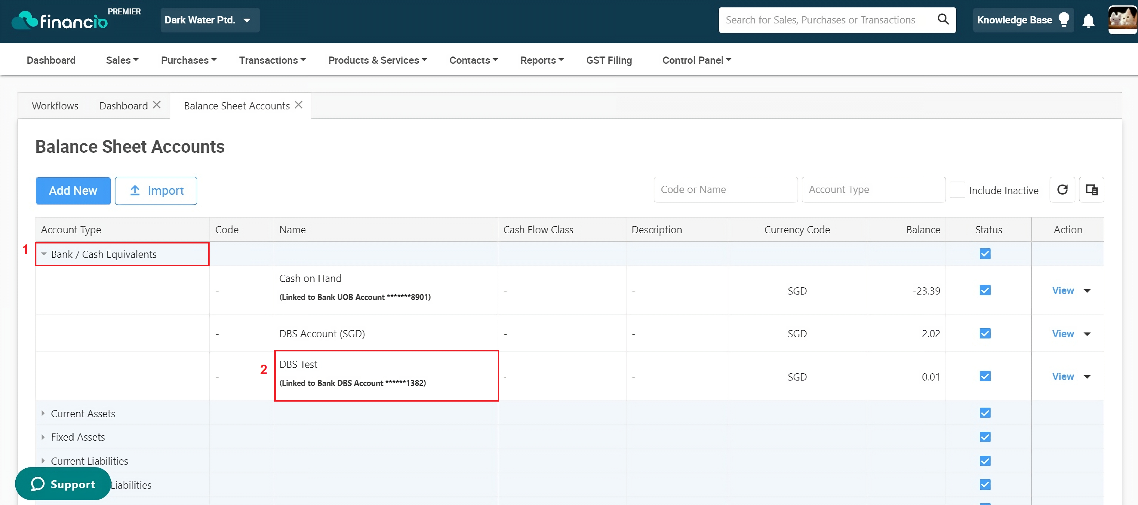 [DBS] Reconciliation and Request Bank Feed – Knowledge Base | Financio